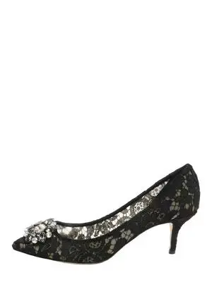Dolce & Gabbana Embellished Lace Pumps - Black