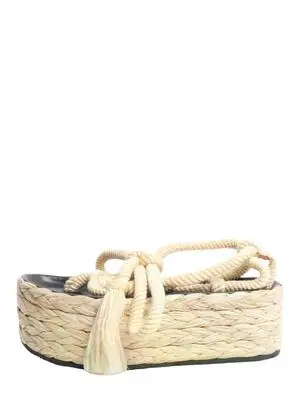 ISABEL MARANT VINTAGE Raffia Platform Sandals - Neutrals