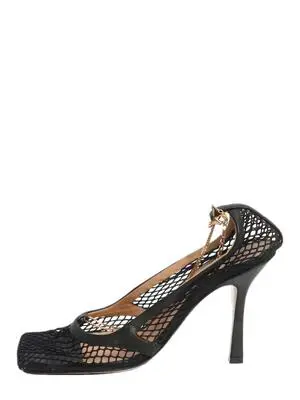 Bottega Veneta Mesh Square-toe Pumps With Chain-link Ankle Strap - White