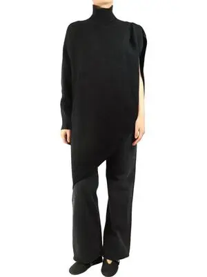 Alaïa Asymmetric Funnel-neck Wool Sweater - Black