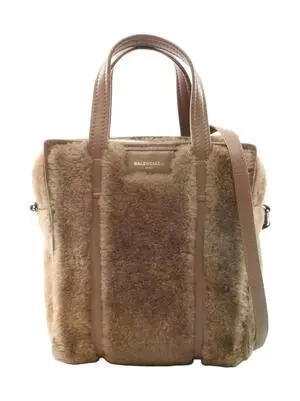 Balenciaga Bazar Shopper Shearling Tote Bag - Brown