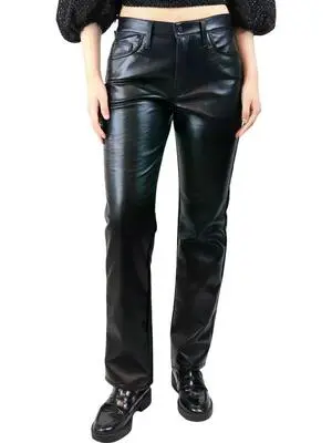 MOTHER MOTHER Faux-Leather Straight-Leg Trousers