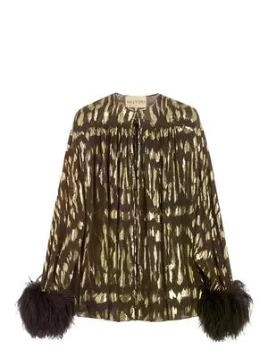 Valentino Garavani Valentino Garavani Lurex Jacquard Shirt Brown