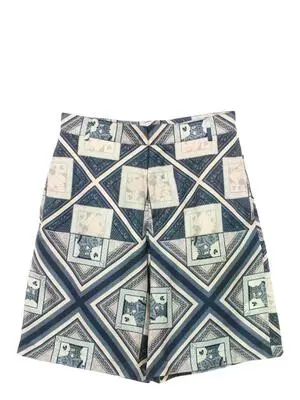 Dior Kenny Scharf Silk Graphic Print Shorts - Blue
