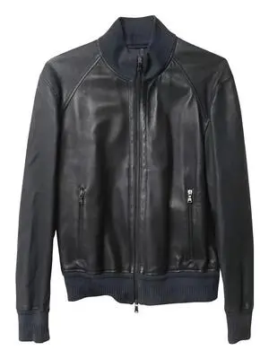 Neil Barrett Leather Bomber Jacket - Black