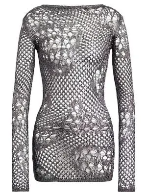 DONDUP Distressed Open-knit Mini Dress - Grey