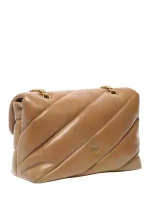 Pinko Love Birds Quilted Shoulder Bag - Neutrals