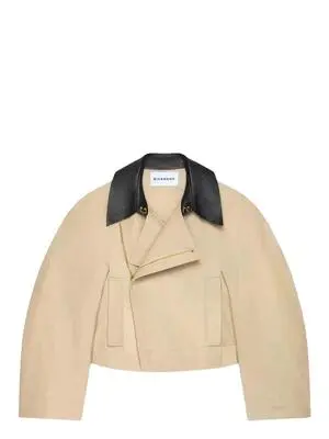 Givenchy Cropped Leather Collar Jacket - Neutrals
