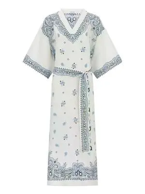FERRAGAMO Arabesque-print Silk Caftan - White