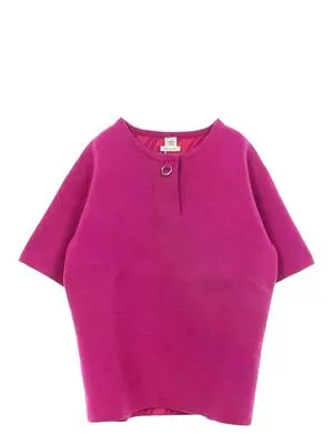 Hermès Fine Knit Short Sleeve Crew Neck Top - Pink