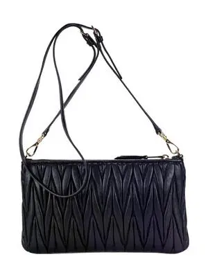 Miu Miu Matelassé Leather Shoulder Bag - Black