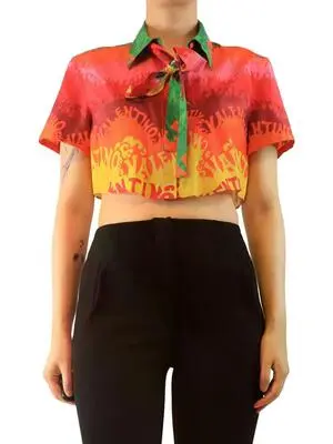 Valentino Garavani Cropped Tie-neck Shirt - Red