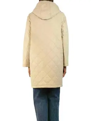 DIVINE CASHMERE Quilted Hooded Parka Coat - Neutrals