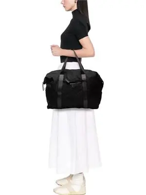 PRADA Prada Saffiano Trimmed Tessuto Travel Bag