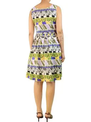 Prada Sleeveless Graphic Print Midi Dress - Neutrals