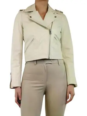 CLAUDIE PIERLOT Claudie Pierlot Cream Faux-Leather Biker Jacket