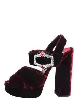 Prada Buckle Heeled Sandals - Red