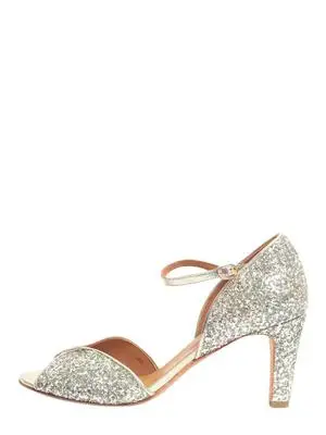 BOBBIES Sequin Embellished Peep Toe Sandals - Silver