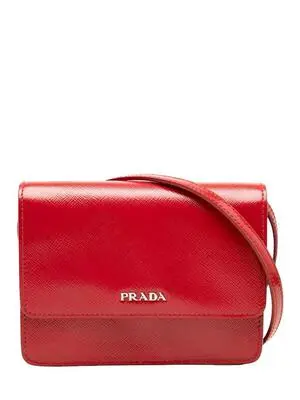 Prada Saffiano Vernice Crossbody Bag - Red