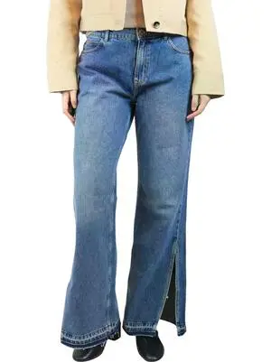 STEL Split-hem Wide-leg Jeans - Blue
