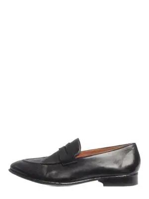 ALBERTO FASCIANI Alberto Fasciani Black Calf Leather Penny Bar Loafers