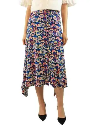 Rabanne Floral Print Midi Skirt - Blue