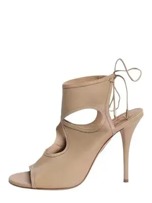 AQUAZZURA Beige Leather Cutout Heeled Sandals - Neutrals