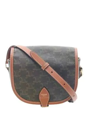 Celine Medium Triomphe Coated Canvas Folco Crossbody Bag - Brown