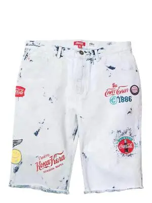 STAPLE X Coca-cola Acid Wash Patch Detail Shorts - White