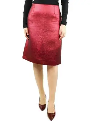 LOUIS VUITTON Metallic Midi Skirt - Red