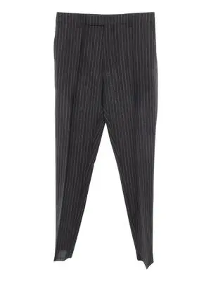 Celine Dark Wool Pinstripe Trousers - Grey