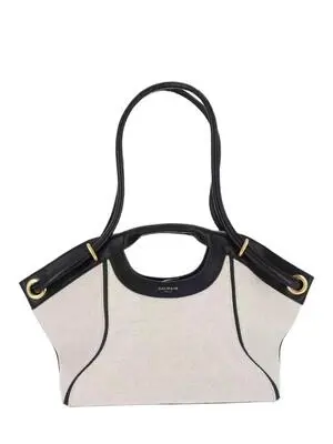 Balmain Canvas Tote Bag With Leather Trim - Neutrals