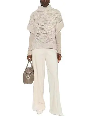 Peserico Open-knit Turtleneck Sweater - Neutrals