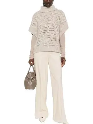 Peserico Open-knit Turtleneck Sweater - Neutrals