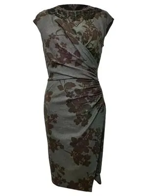 Etro Floral Print Lace Embroidered Sleeveless Dress - Grey