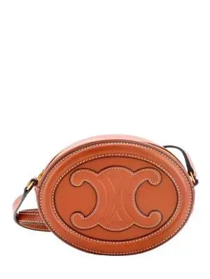 Celine Triomphe Oval Leather Mini Crossbody Bag - Brown