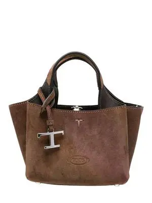 TOD'S Micro Logo Detail Suede Mini Bag - Brown