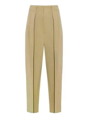Victoria Beckham Pleated Straight-leg Trousers - Neutrals