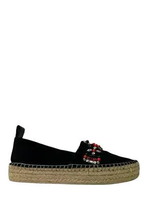 LOUIS VUITTON Front Pier Crystal-embellished Espadrilles - Black