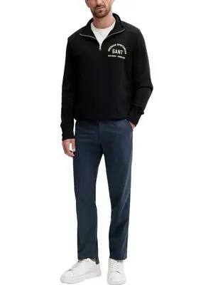 Gant Logo-print Quarter-zip Sweatshirt - Black