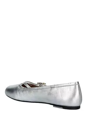 Moschino Metallic Effect Buckled Ballet Flats - Grey