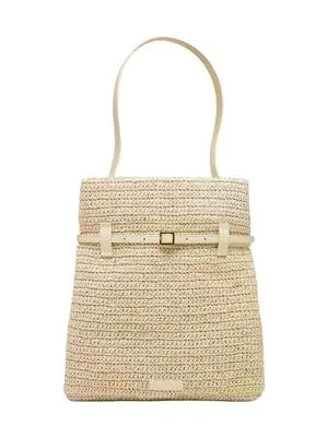 Manu Atelier Crochet Leather Tote Bag - Neutrals