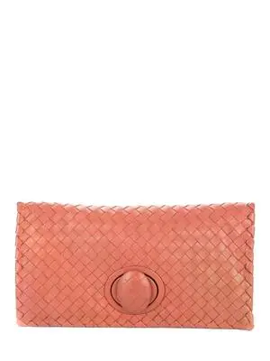 Bottega Veneta Intrecciato Turn-lock Clutch Bag - Pink