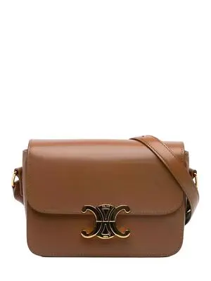 Celine Triomphe Crossbody Bag In Shiny Calfskin - Brown