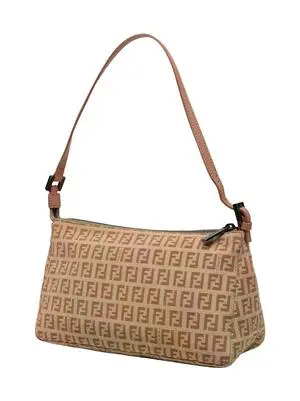 Fendi Zucchino Canvas Pochette Shoulder Bag - Neutrals