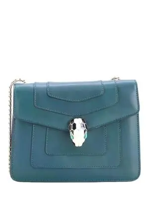 BVLGARI Serpenti Forever Square Shoulder Bag Leather Small Crossbody Bag - Green