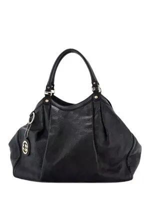 Gucci Sukey Ssima Leather Large Tote Bag - Black
