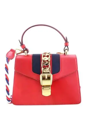 Gucci Sylvie Top Handle Bag Leather Mini Satchel - Red
