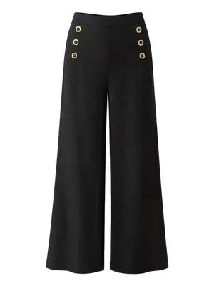 EDWARD ACHOUR PARIS Decorative Button Wide-leg Trousers - Black