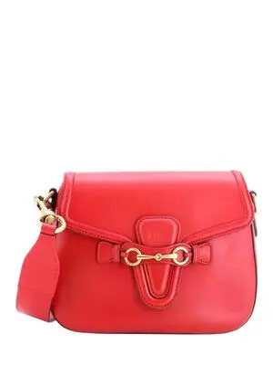 Gucci Lady Web Leather Medium Shoulder Bag - Red